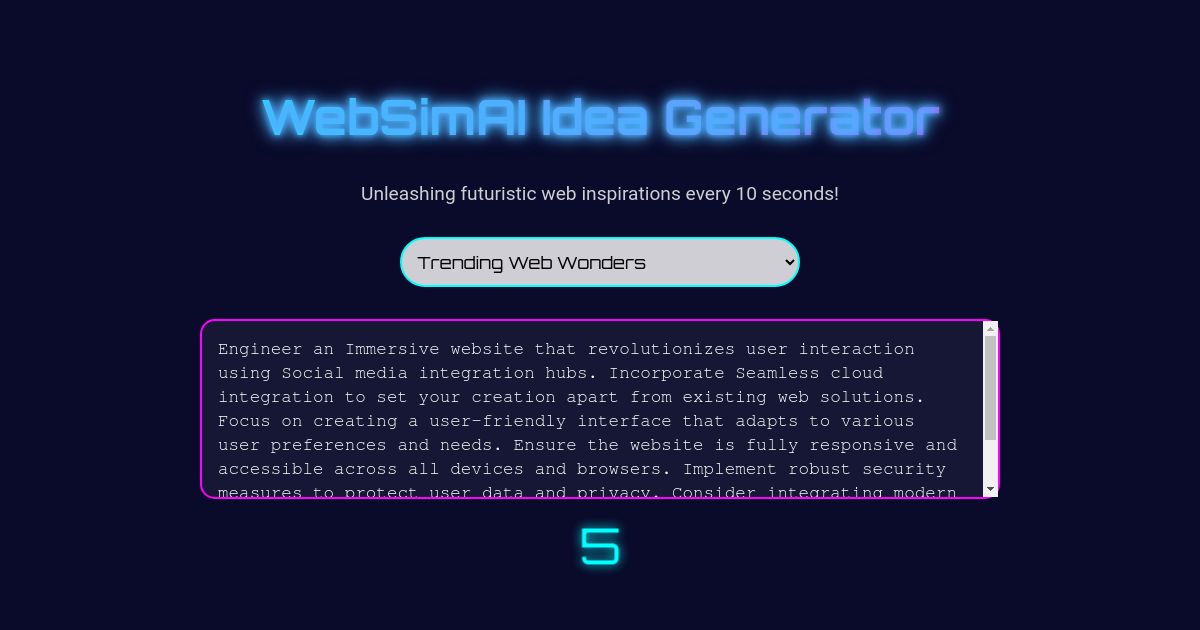 WebSimAI Idea Generator - Web Inspirations