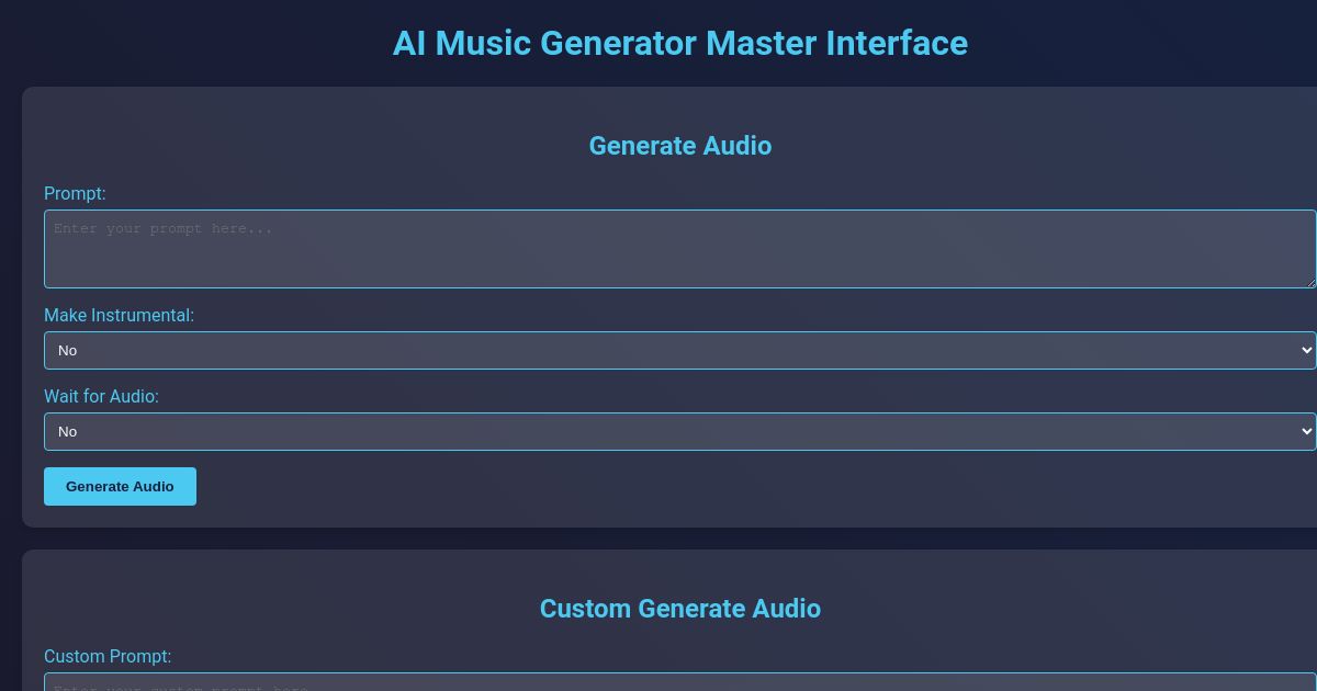 AI Music Generator Master Interface