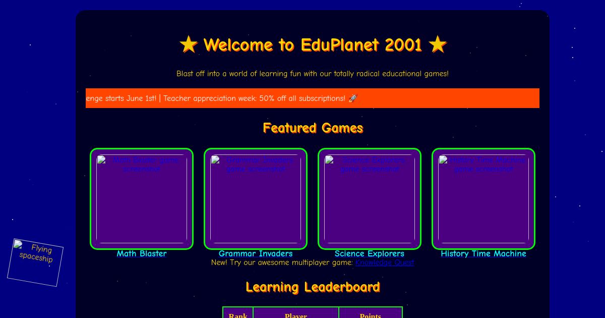 EduPlanet 2001 - Out of This World Learning for Kids!