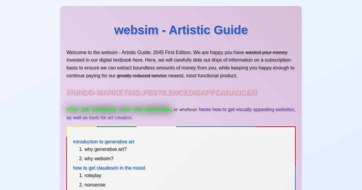 websim - Artistic Guide