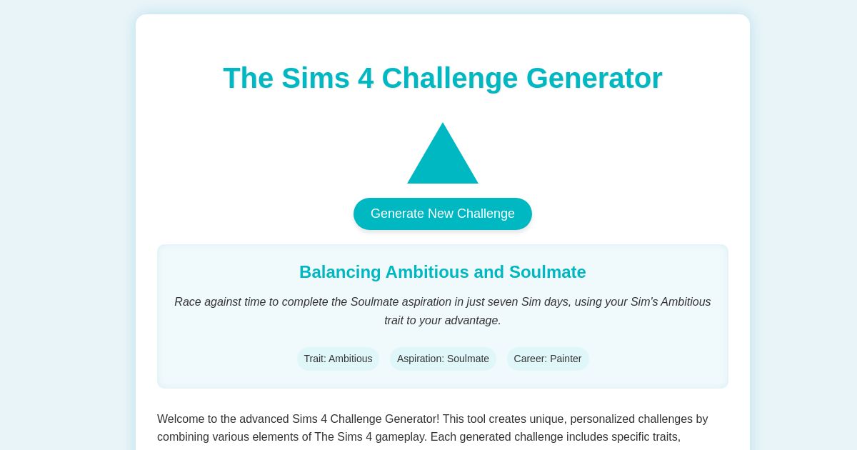 The Sims 4 Challenge Generator