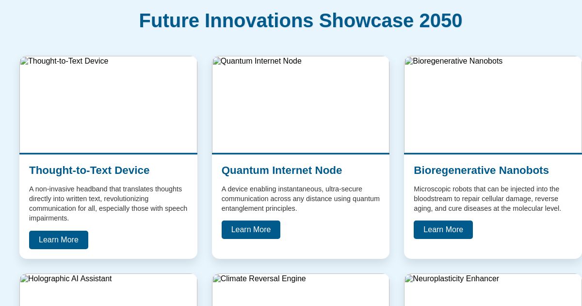 Future Innovations Showcase 2050