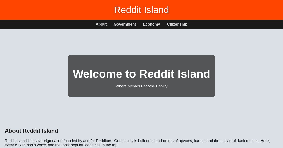 Welcome to Reddit Island - The Sovereign Nation of Redditors