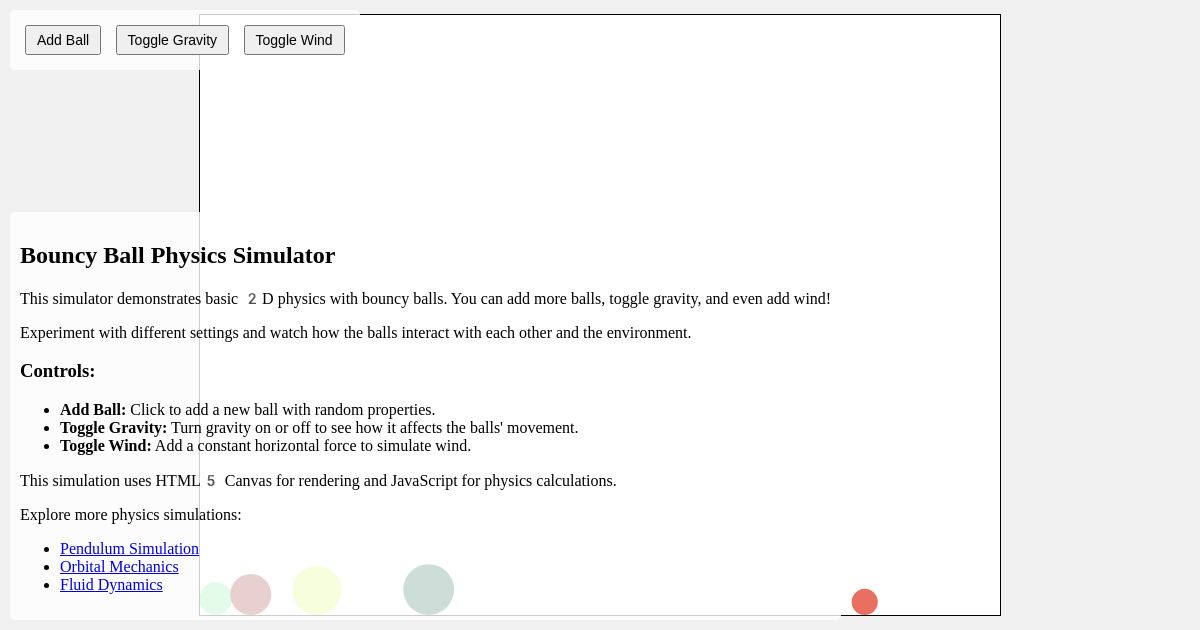 Bouncy Ball Physics Simulator