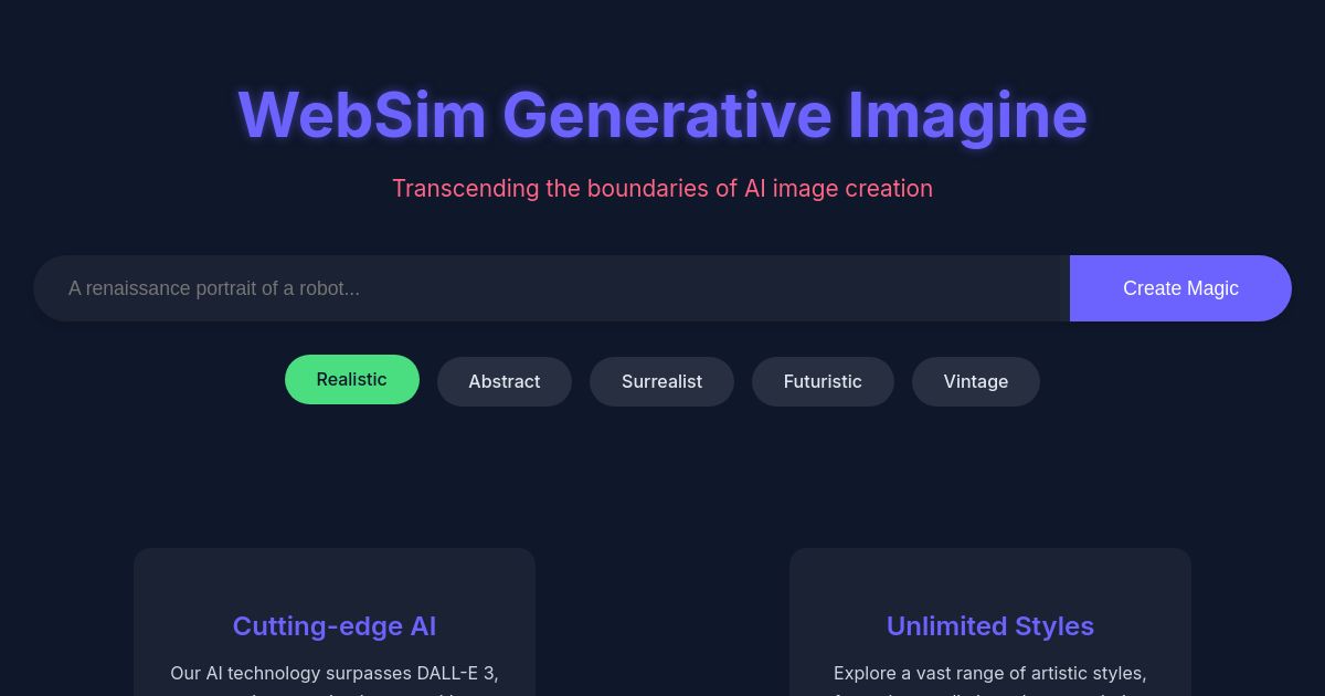 WebSim Generative Imagine - Revolutionizing AI Image Generation