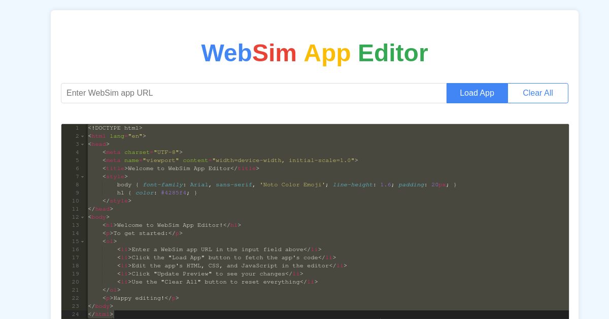 WebSim App Editor
