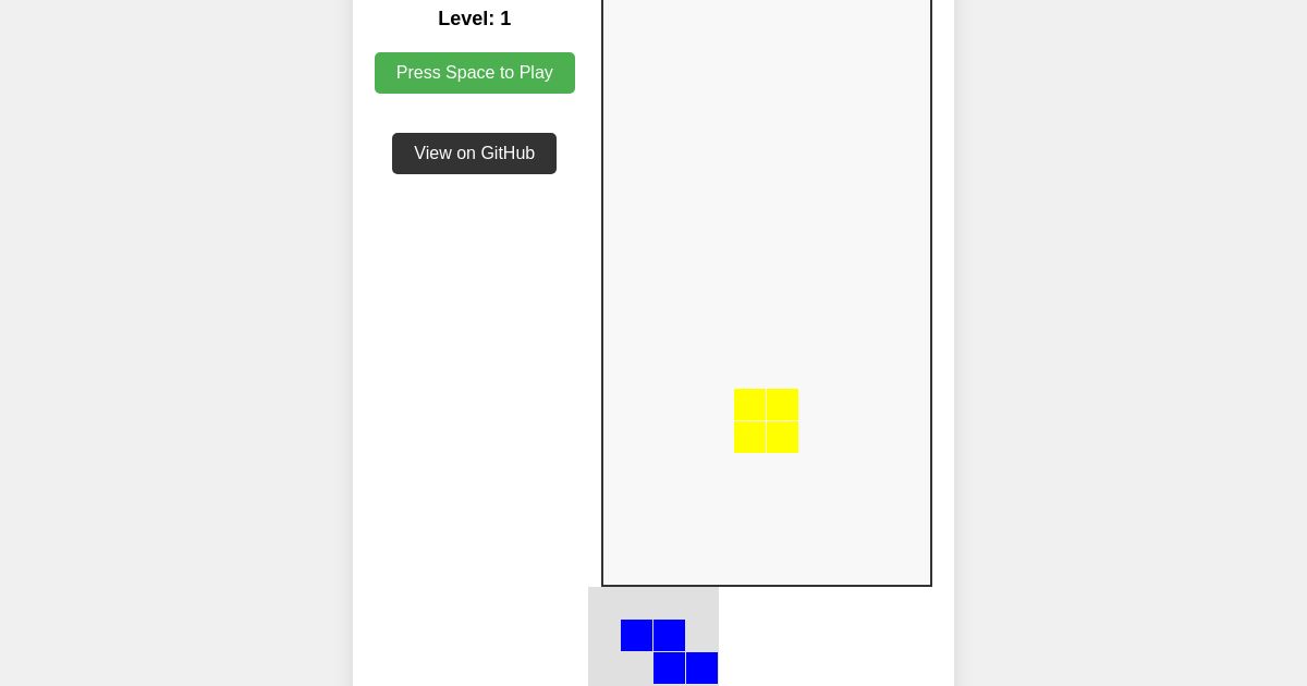 GitHub Builder Tetris - one shot PoC