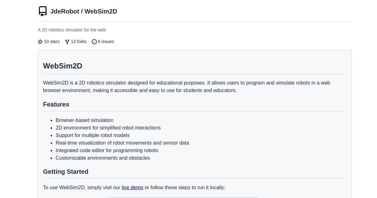 GitHub - JdeRobot/WebSim2D: A 2D robotics simulator for the web