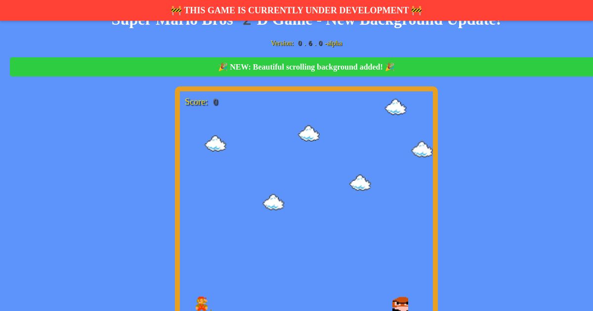 Super Mario Bros 2D Game - New Background Update