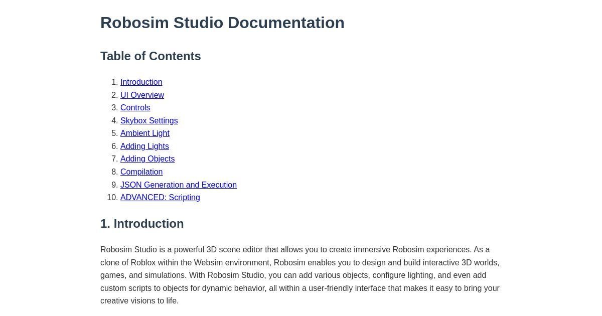 Robosim Studio Documentation