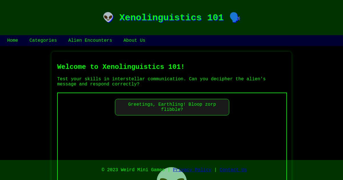 Xenolinguistics 101 - Weird Mini Games