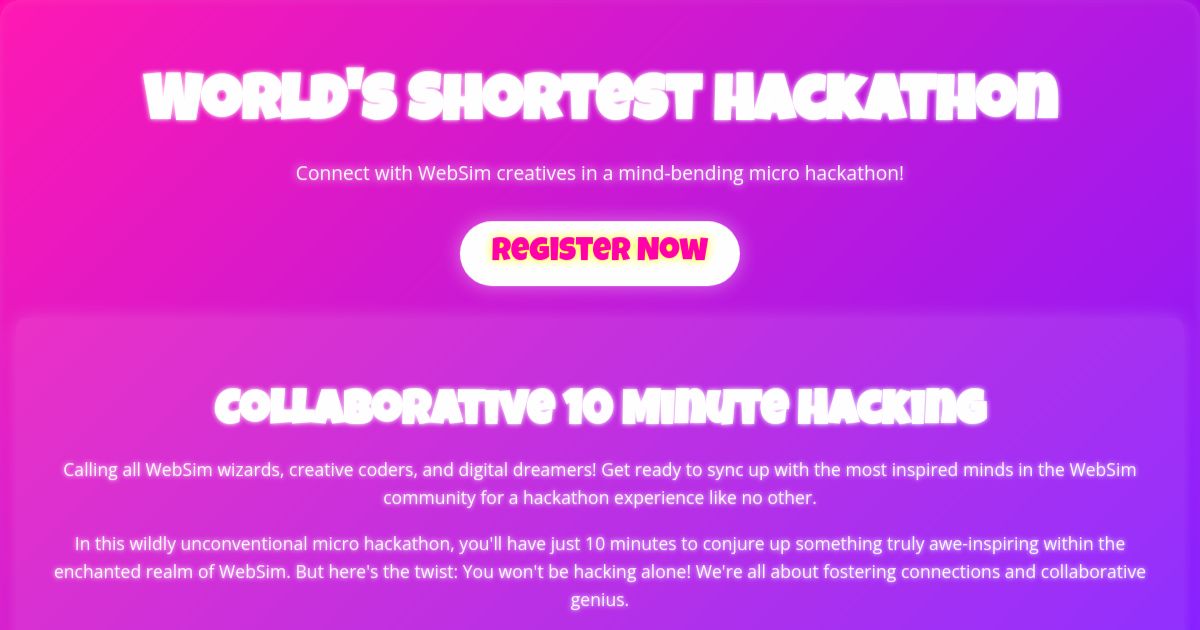 World's Shortest Hackathon in WebSim