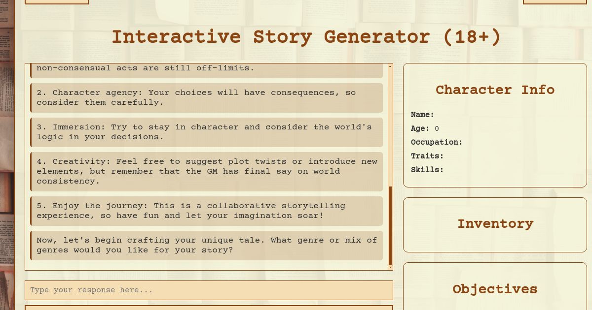 Interactive Story Generator (18+)