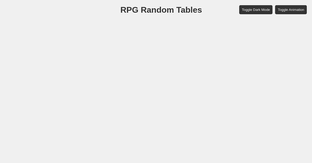 RPG Random Tables