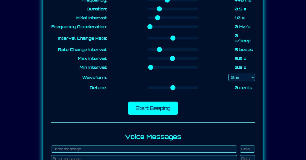 Ominous Beep Generator with Voice - Electric Blue Edition