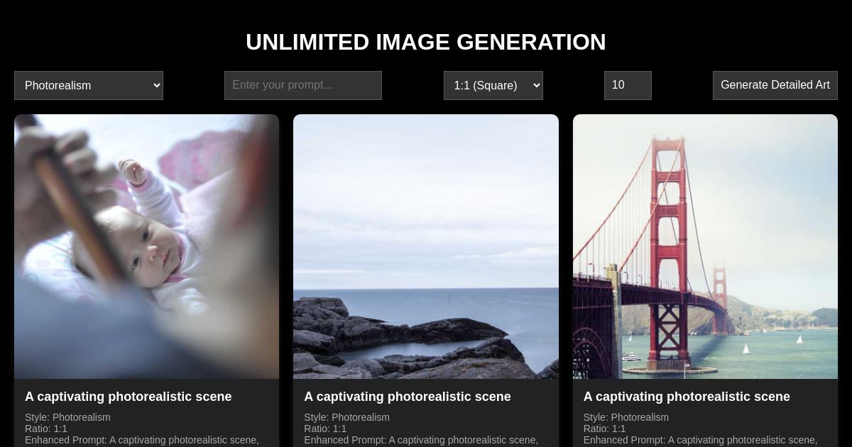 AI Art Generator: Photorealistic and Detailed Styles on Dark Background