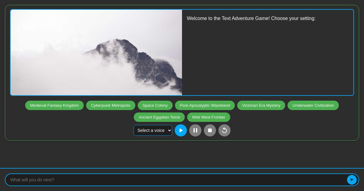 Text Adventure Game with Voice Selection