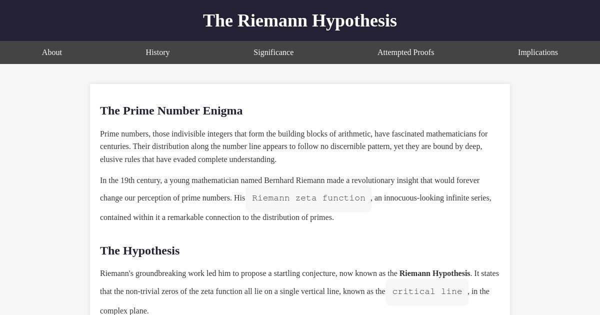 The Riemann Hypothesis: A Journey into Prime Mysteries