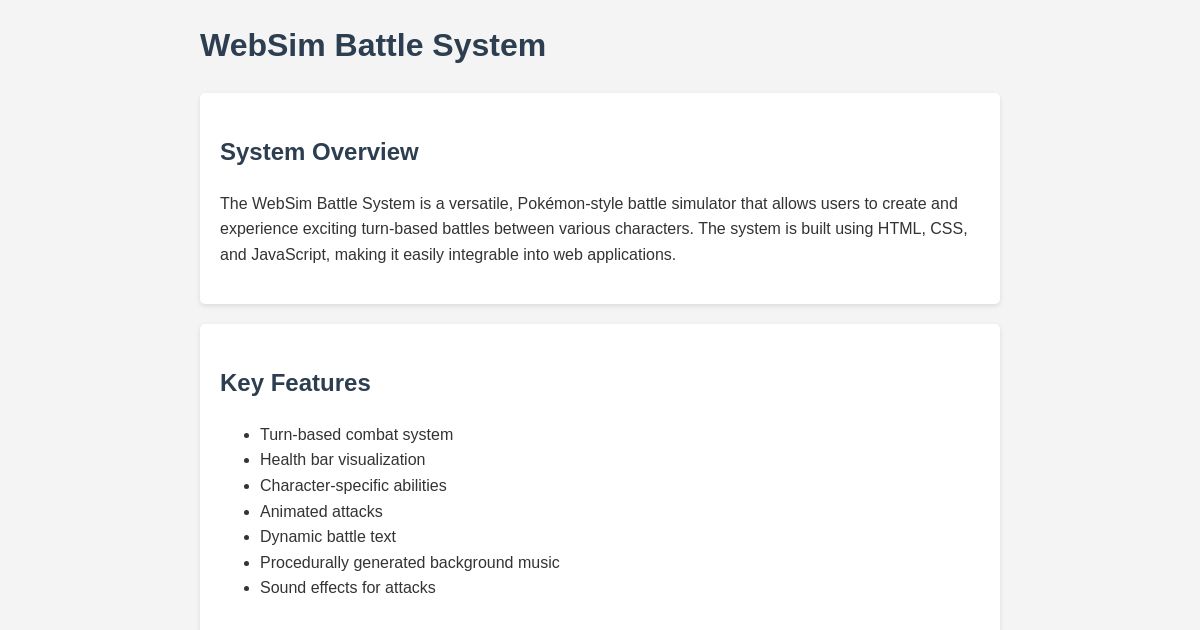 WebSim Battle System