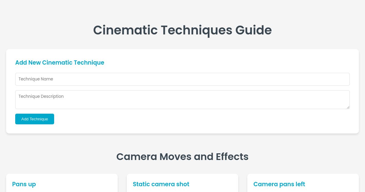 Cinematic Techniques Guide
