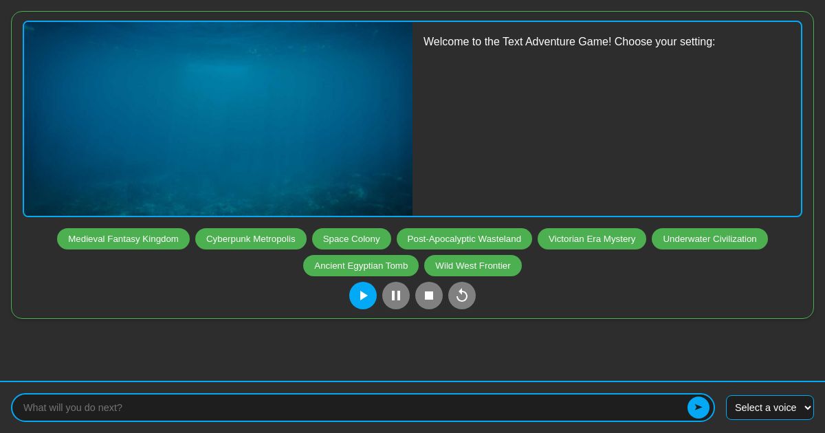Text Adventure Game with Voice Selection