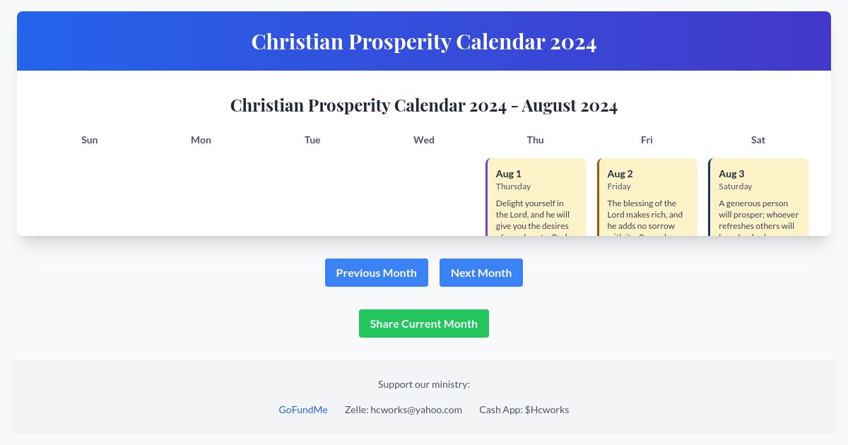Christian Prosperity Calendar 2024