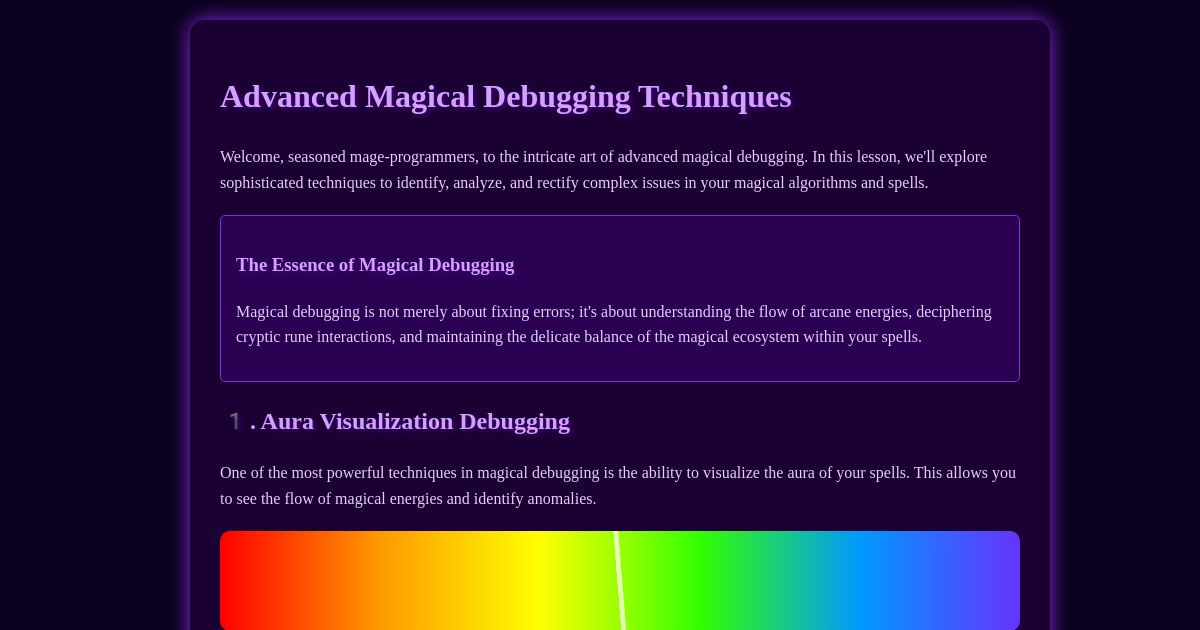 Learn to Program: Advanced Magical Debugging Techniques
