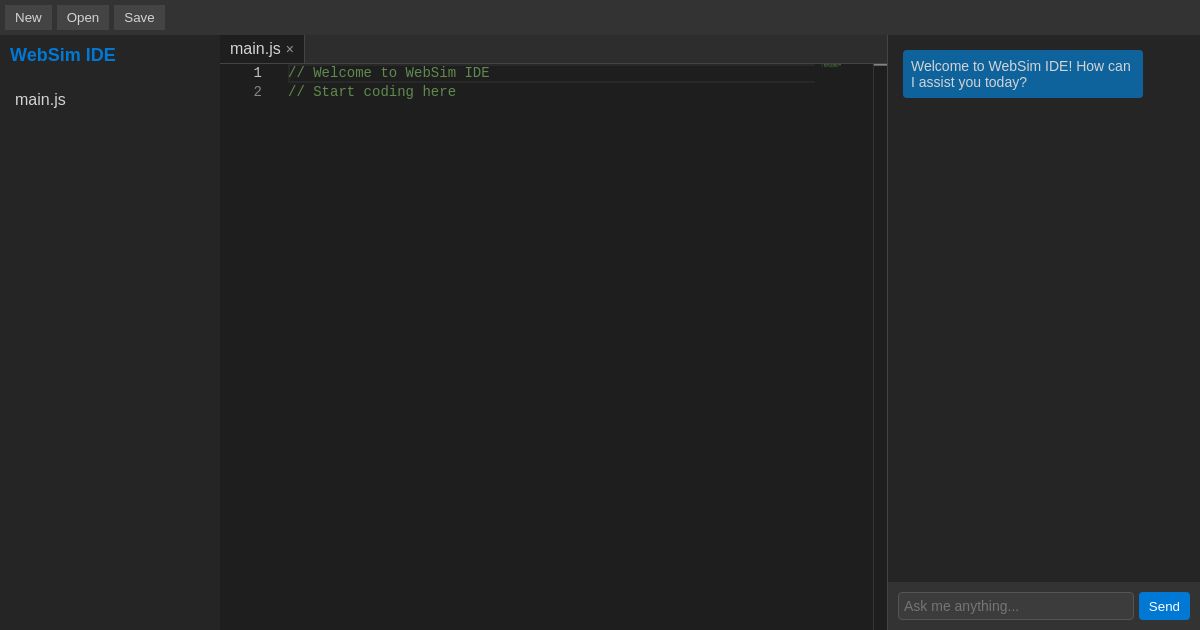 WebSim IDE: With AI Code assistance