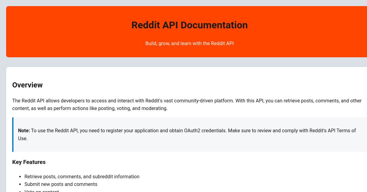 Reddit API Documentation st