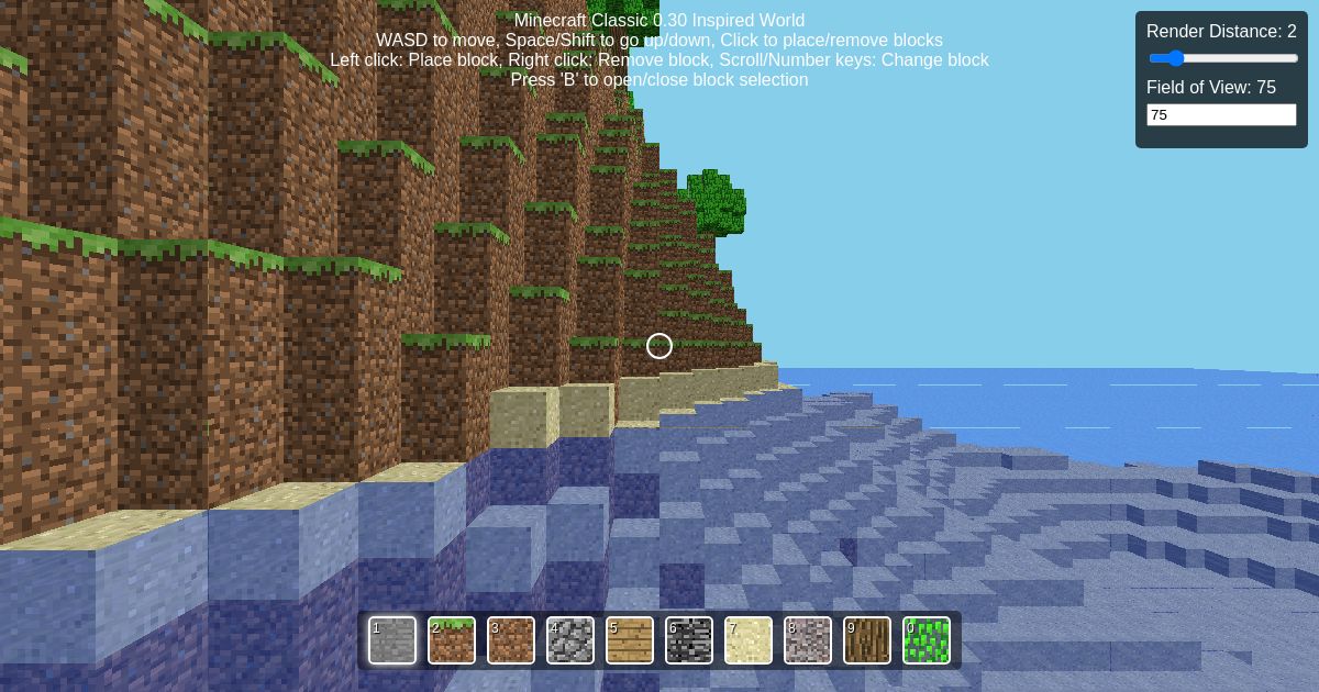 Minecraft Classic 0.30 Inspired World - WebSim