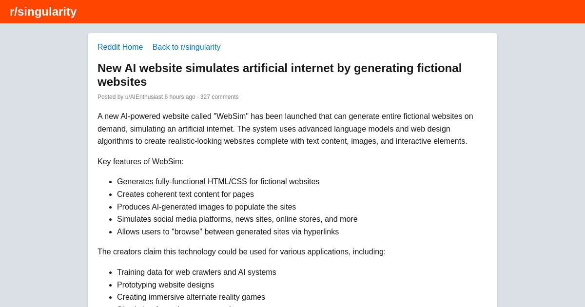 New AI website simulates artificial internet by generating fictional ...