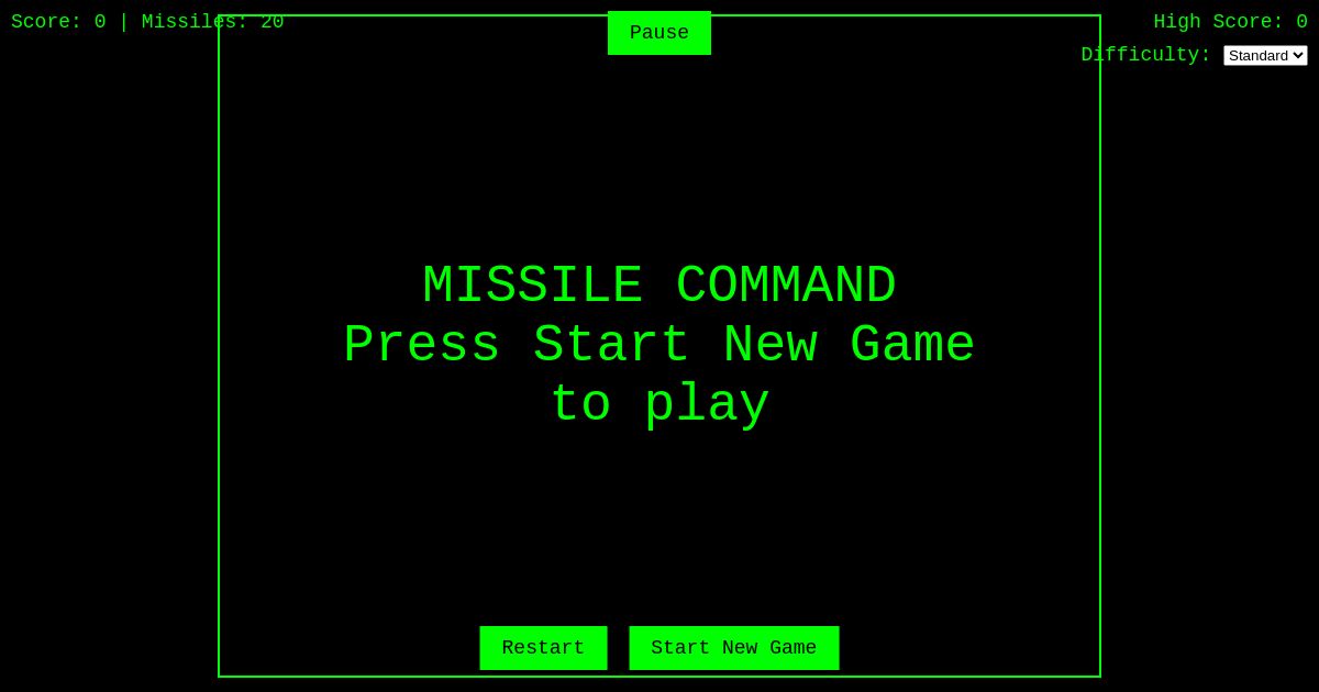 Retro Missile Command - Web-based Arcade Classic