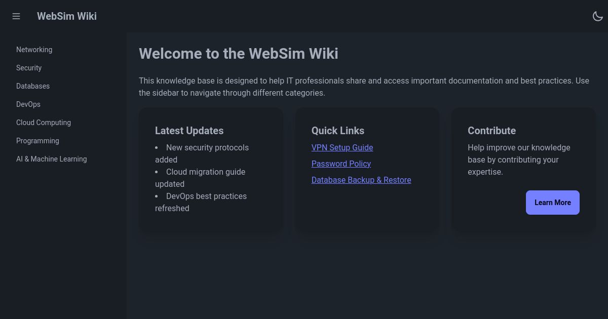 WebSim Wiki - IT Knowledge Base