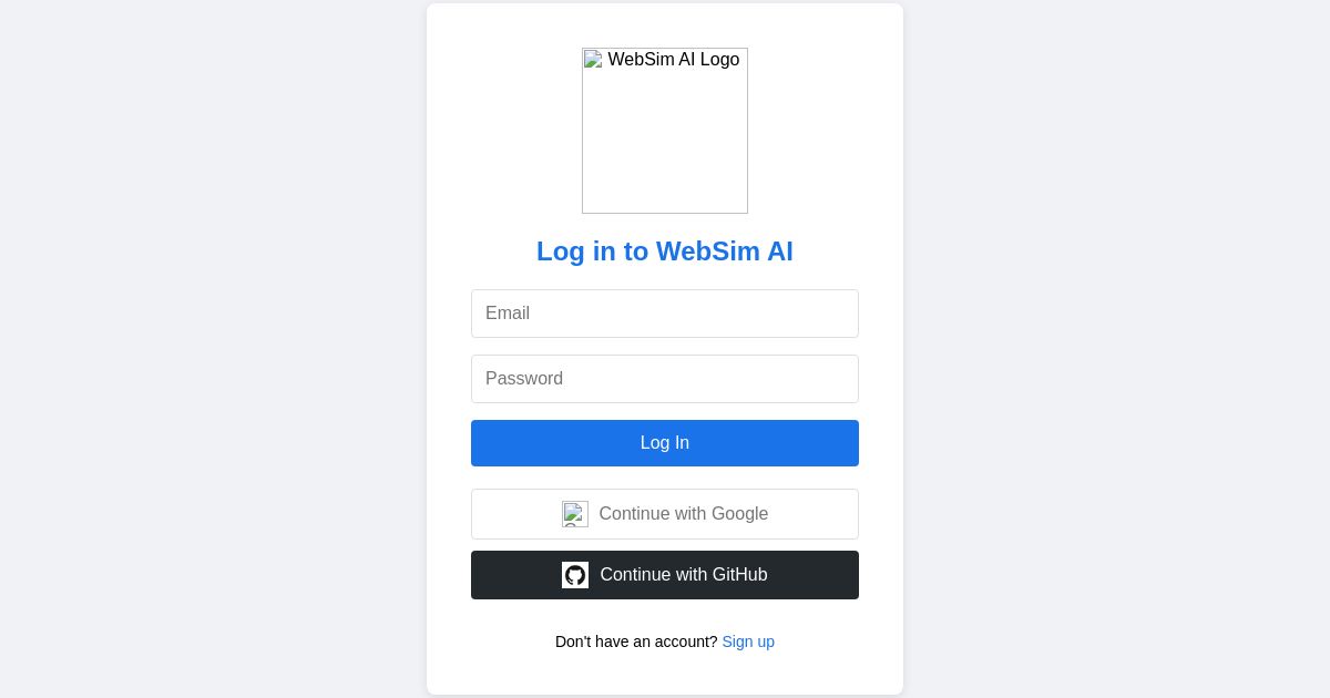 WebSim AI - Login