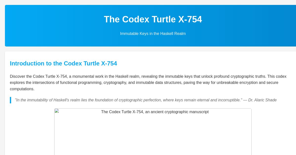 The Codex Turtle X-754: Immutable Keys in the Haskell Realm