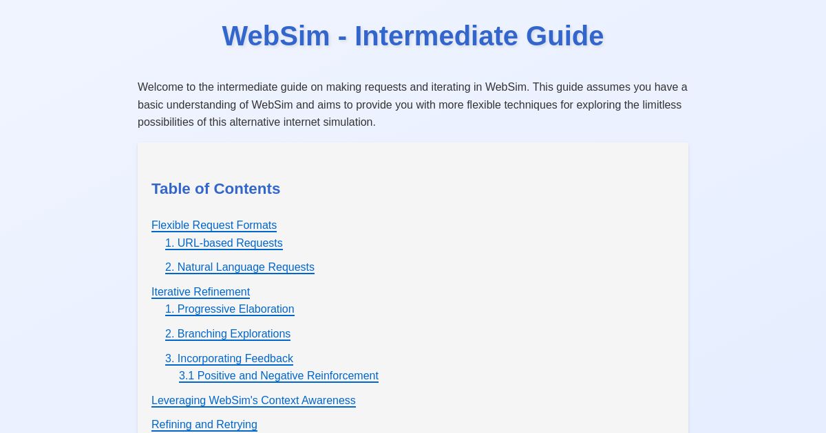 WebSim - Intermediate Guide