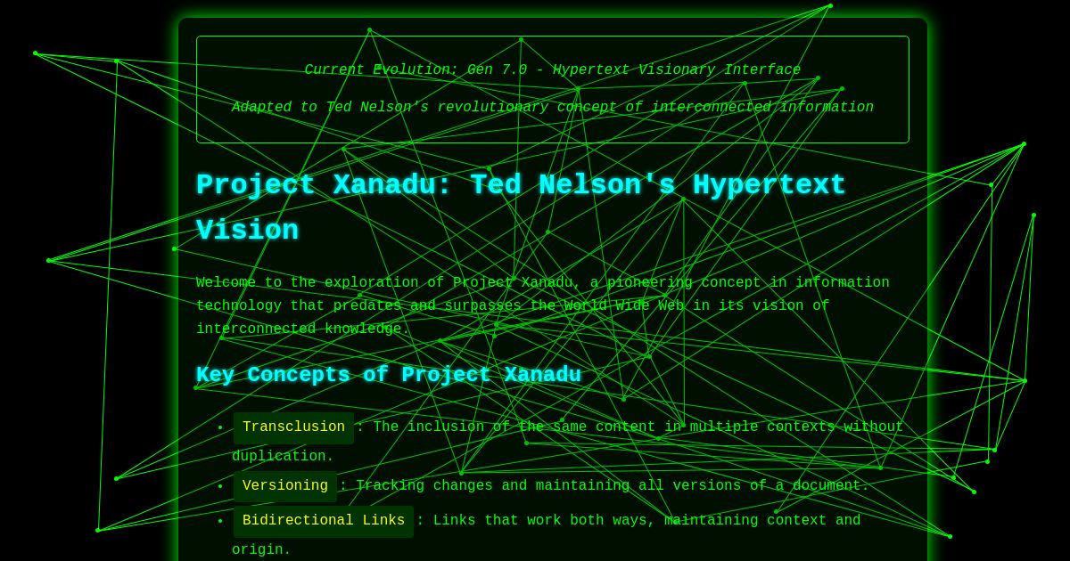 EvolveSearch - Ted Nelson's Project Xanadu