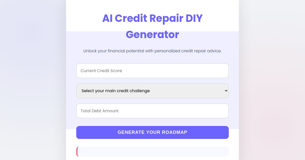 AI Credit Repair DIY Generator