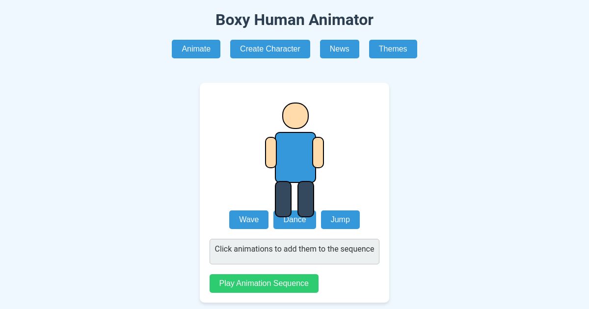 Boxy Human Animator - Interactive Animation Studio