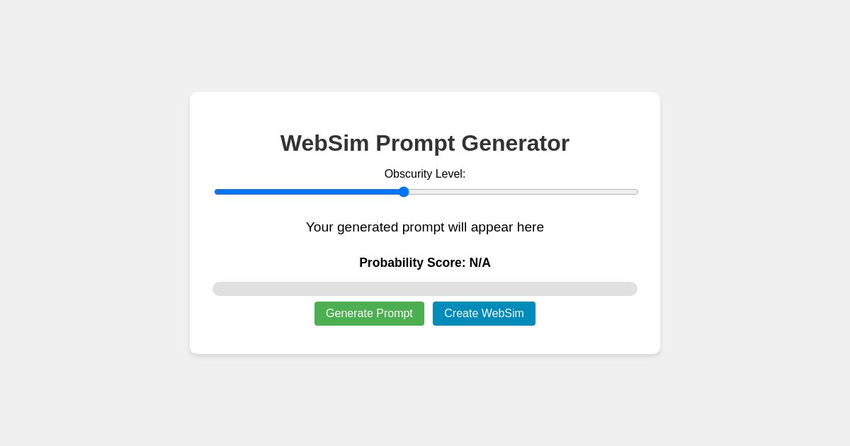WebSim Prompt Generator with Probability Score