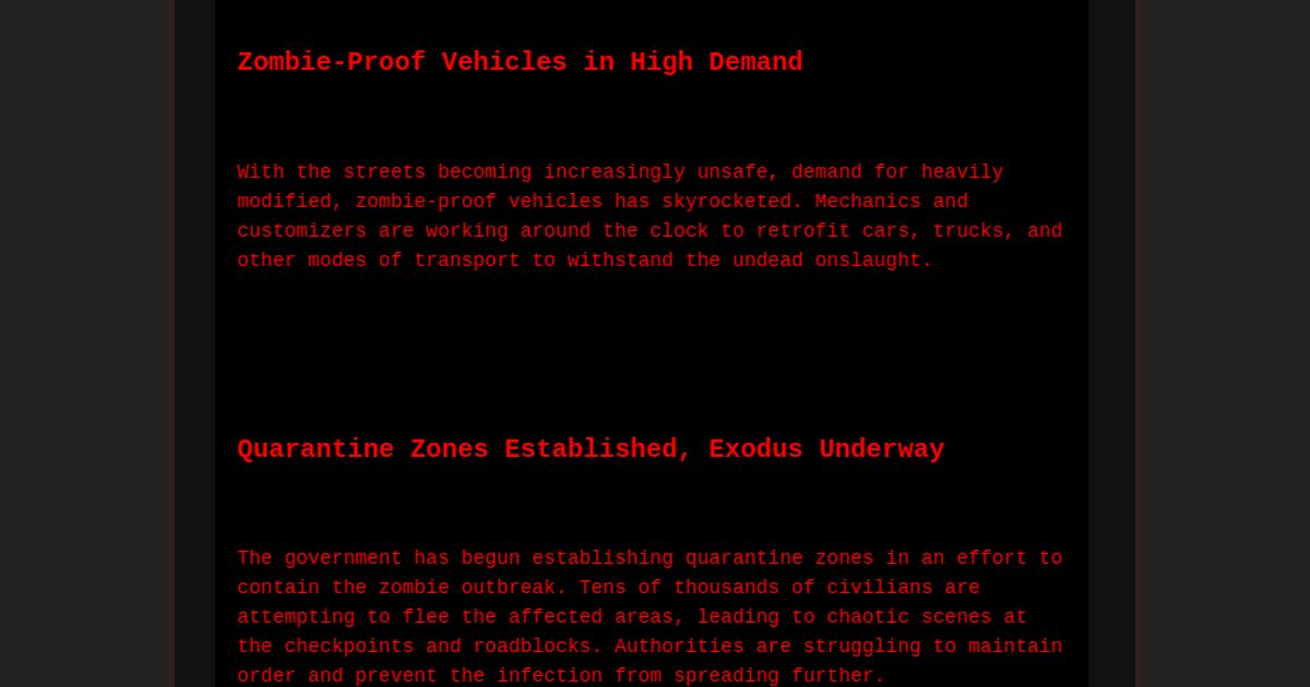 Zombie Apocalypse News Feed