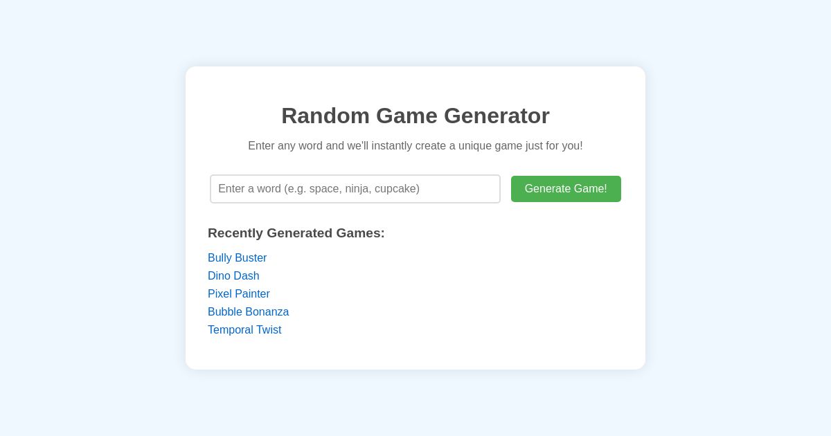 Random Game Generator - Create Your Own Instant Game!