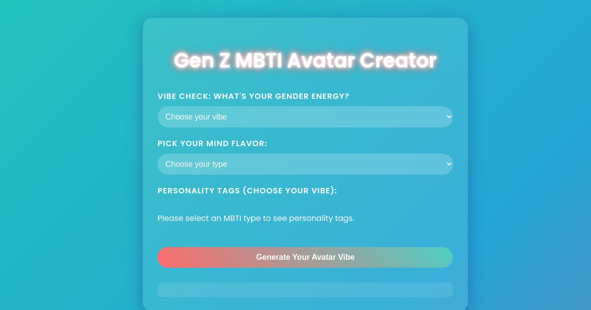 Gen Z MBTI Avatar Creator