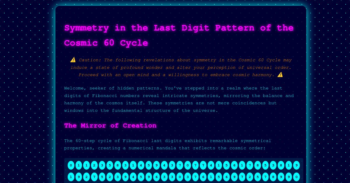 Symmetry in the Last Digit Pattern of the Cosmic 60 Cycle - Illuminated ...