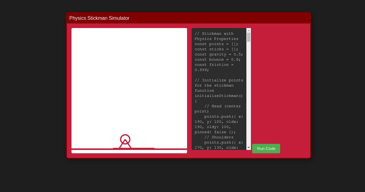 Interactive Physics Stickman Editor