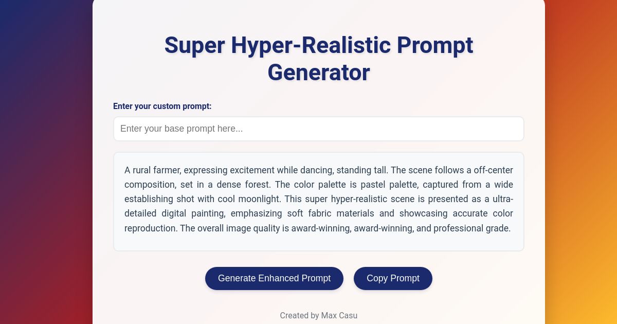 Super Hyper-Realistic Prompt Generator