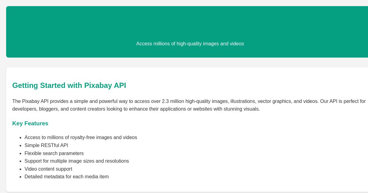 Pixabay API Documentation st