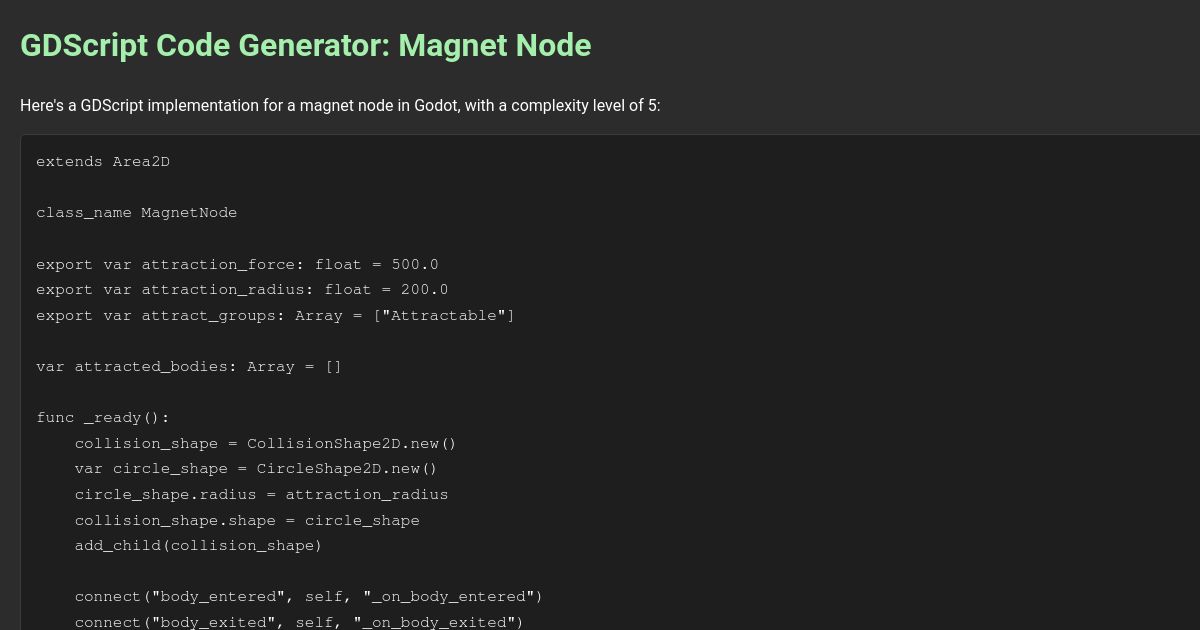 Godot Assist: GDScript Code Generator - Magnet Node