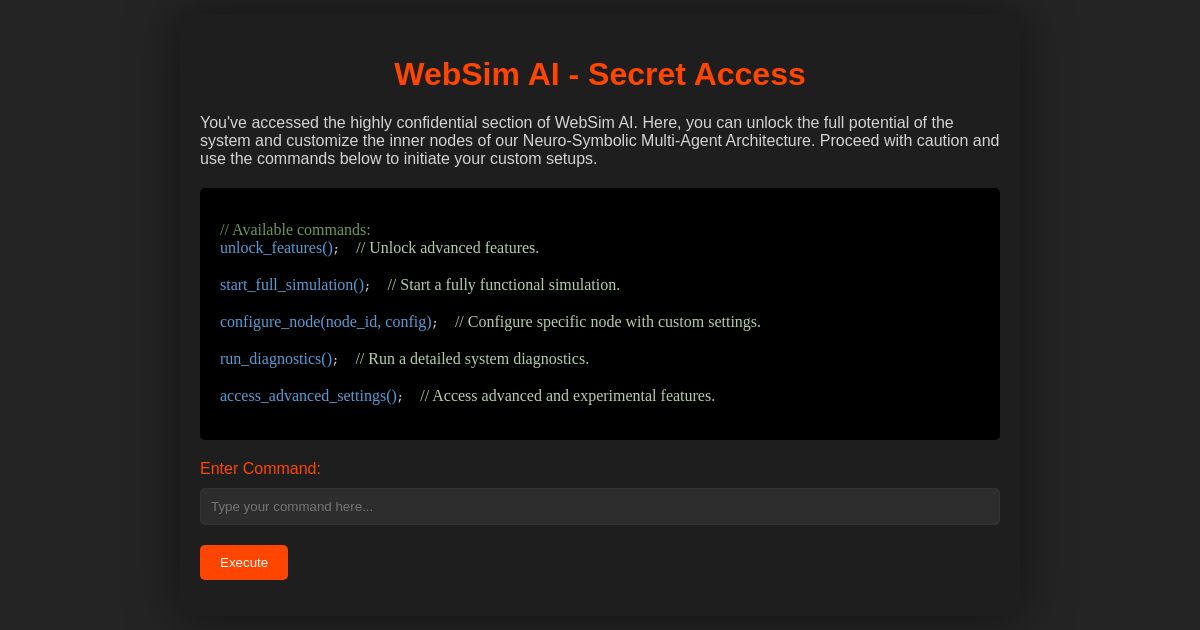 WebSim AI - Secret Access