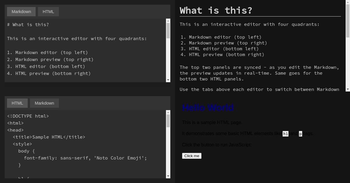 Markdown & HTML Editor
